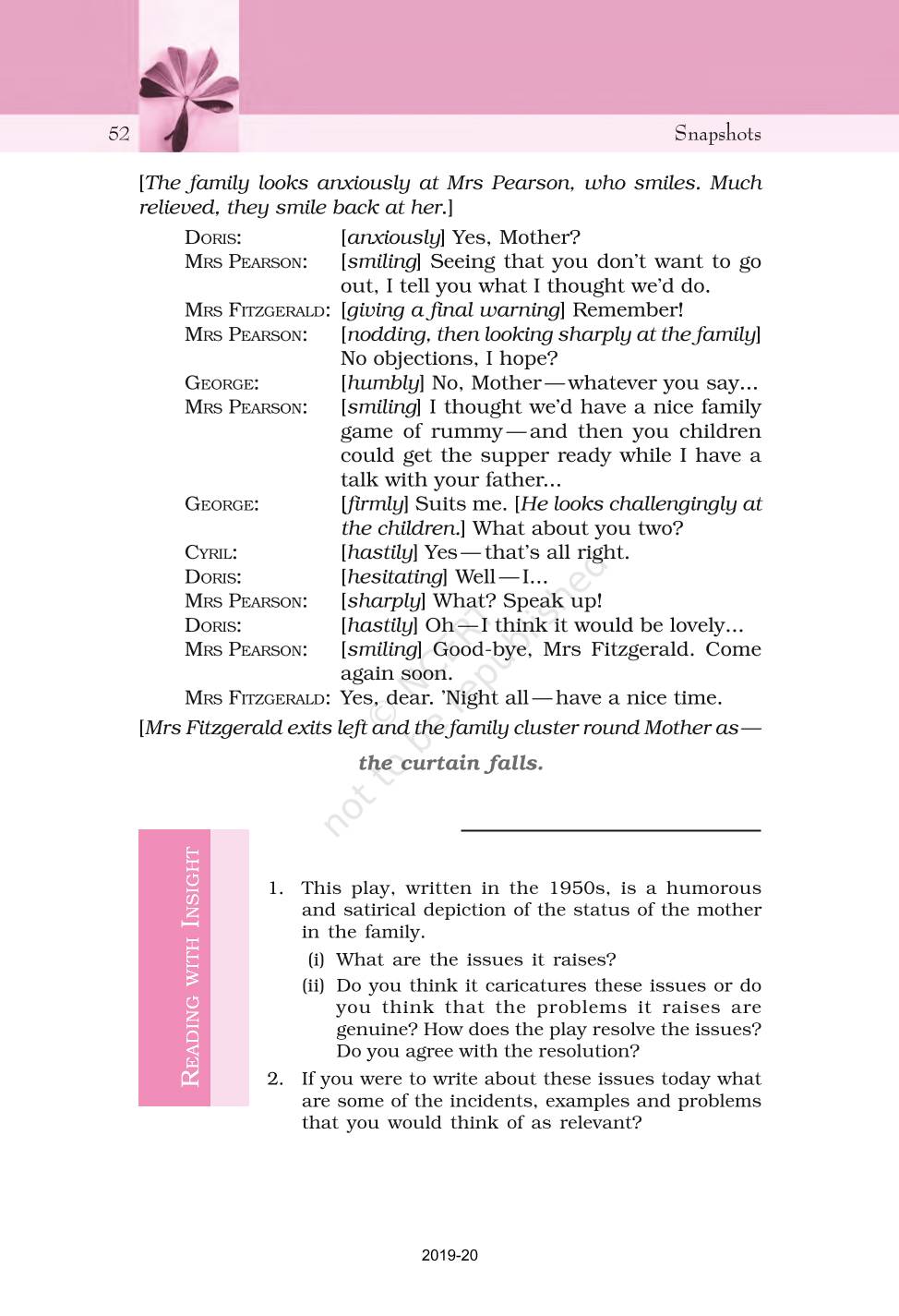 Mothers Day Ncert Book Of Class 11 English Snapshot